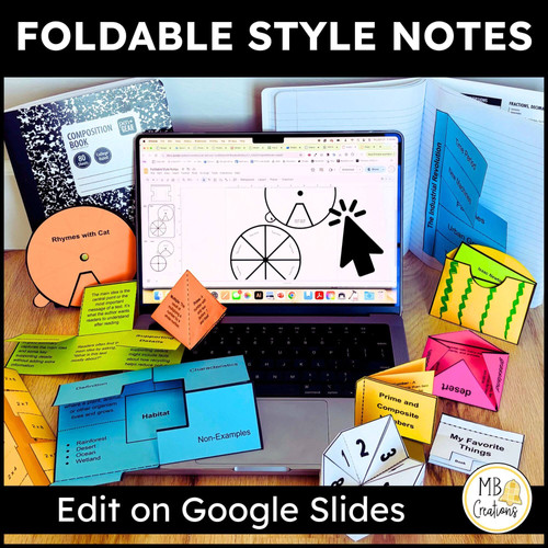 Foldable Style Notes with Editable Google Slides & Blank Templates for ...