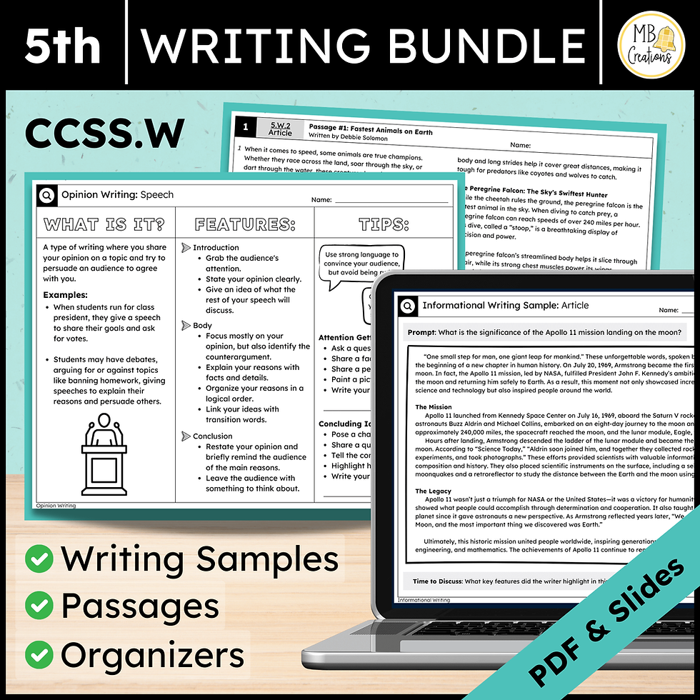 5th Grade iReady Writing Worksheets & Slides Yearlong Language Arts ...