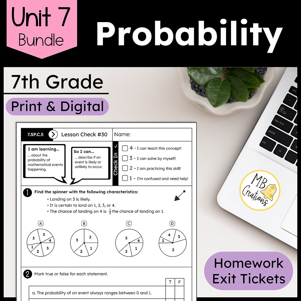 Probability Activities 7th Grade Worksheets & Exit Tickets - iReady ...