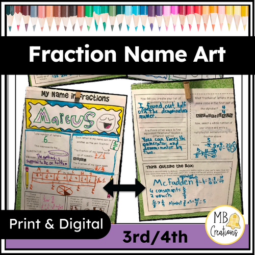 Equivalent Fraction Project - Fraction Name Art Activity - Comparing ...