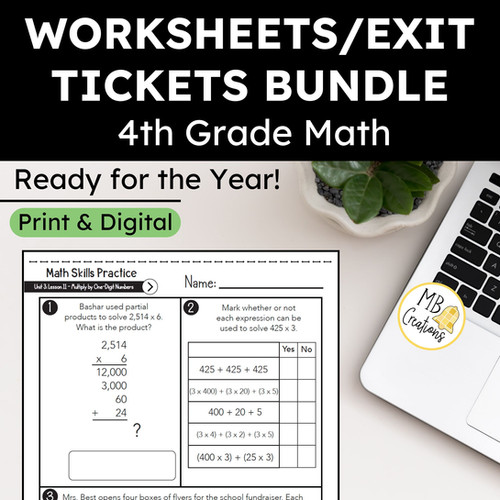 4th Grade iReady Math Yearlong Supplement Exit Tickets, Worksheets ...