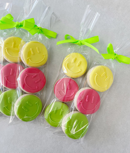 Mini Neon Smiley Pack- 6 Packs | natsweets-cookies