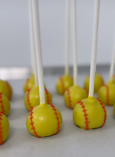 Softball Cake Pops- 1 Dozen | natsweets-cookies