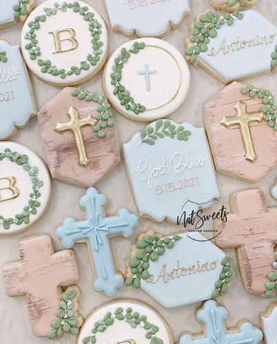 Rustic Baptism - 2 Dozen | natsweets-cookies