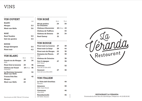 Menu | La Véranda