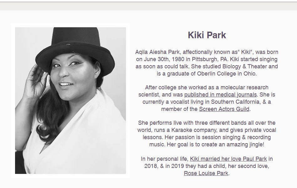 Kiki Park - Professional History - Singer / Musician & Karaoke Host