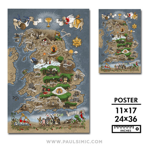 Britain 932 AD Map - Holy Grail Poster - Tapestry - Blanket | Paul ...