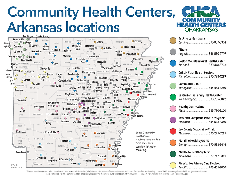 Arkansas CHC map/list | CHC-AR