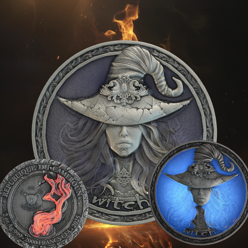 The Witch - 2oz .999 High Relief Silver Coin - 2000 Francs CFA Cameroon ...