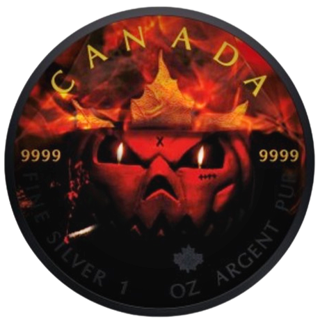 2023 1 oz Canadian Silver Mad Pumpkin Black Platinum 24k Gold Gilded ...