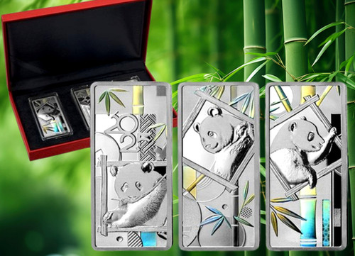 2025 China Shanghai Mint Panda Holographic 3 x 20g Silver Bar Set ...