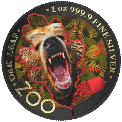 The Oak Leaf Zoo Series Bear 1 Oz Silver Coin 5 Mark Germania 2019 ...