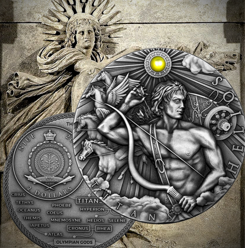 HELIOS Greek Titans 2 Oz Silver Coin 2$ Niue 2023 | Gold & Silver Canada