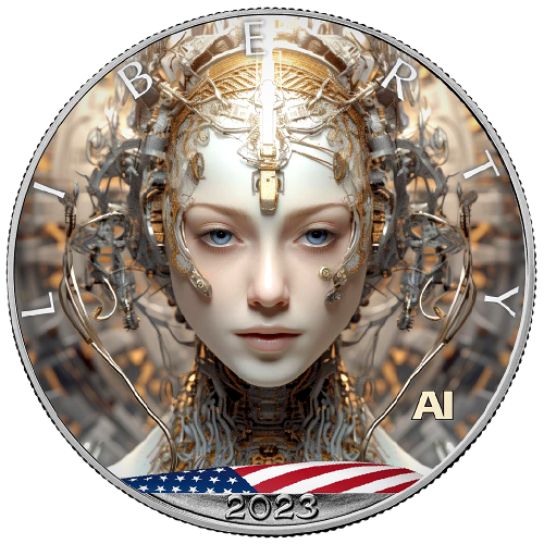 CYBER WOMAN Artificial Intelligence 1 Oz Silver Coin 1$ Usa 2023 | Gold ...