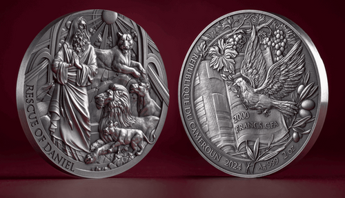The Rescue of Daniel Bible Stories 2 oz Silver Coin 2000 Francs ...