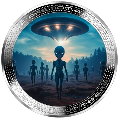 ALIEN AND UFO We are not Alone 2 Oz Silver Coin 2000 Francs Cameroon ...