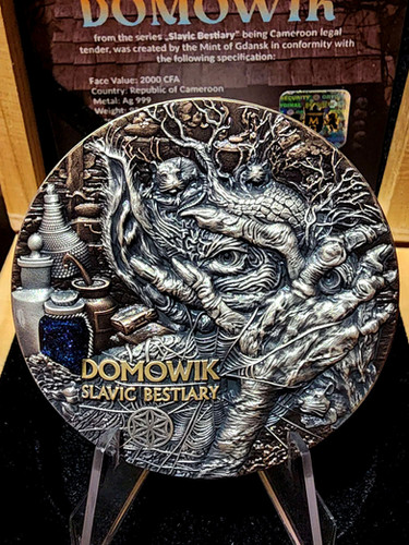 DOMOWIK Slavic Bestiary 3 oz Silver Coin 2000 Francs CFA Cameroon 2022 ...