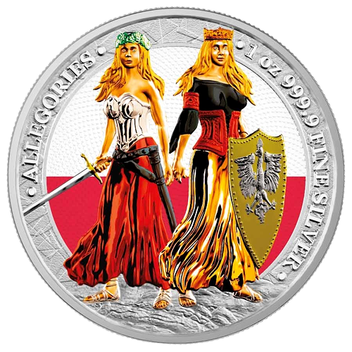 2022 1 oz Germania & Polonia Colorized Coin BU | Gold & Silver Canada