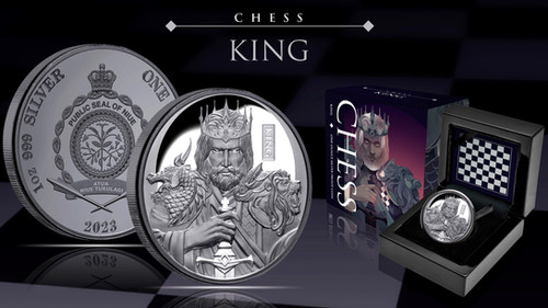 CHESS KING 1 Oz Silver Black Proof Coin 1$ Niue 2023 | Gold & Silver Canada
