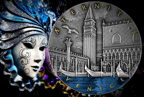 VENICE Aeternitas 2 Oz High Relief Antique Finish Silver Coin $5 Niue ...