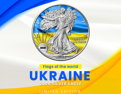 UKRAINE - Flags of the World - 1oz .999 American Silver Eagle- $1 USA ...