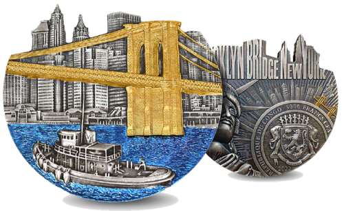 BROOKLYN BRIDGE World Famous Bridges Shaped 5 Oz Silver Coin 5000 ...
