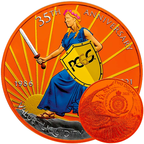 2021 1 oz $2 NZD Niue PCGS 35th Anniversary Cyber Orange Coin | Gold ...