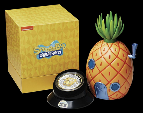 SPONGEBOB SquarePants Gilded 2 Oz Silver Coin 2$ Tuvalu 2024 | Gold ...