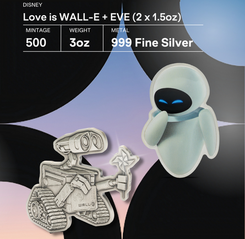 Disney Pixar WALL•E + EVE Coin Set 2 x 1.5oz Silver Coin Set | Gold ...
