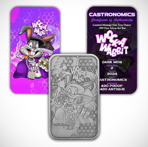 2024 Castronomics Dank Mob Wocka Wabbit 1 oz Antiqued Silver Art Bar ...
