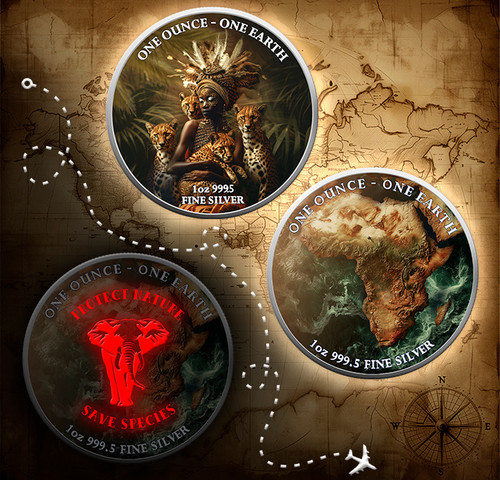 Africa - Continents Series - 1oz 999.5 Silver Earth $1 Fiji 2022 | Gold ...