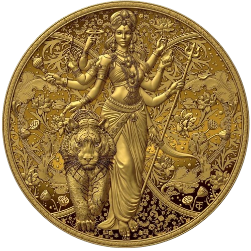 Durga Hindu Goddess 1g 999.9 Gold Coin 2000 Francs CFA Cameroon 2025 ...