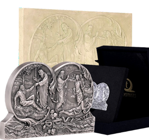 THE CREATION OF ADAM AND EVE The Gates of Paradise 5Oz Silver Coin 10 ...