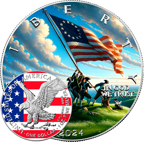 INDEPENDENCE DAY 4th of July American Eagle 1 Oz Silver Coin 1$ USA ...