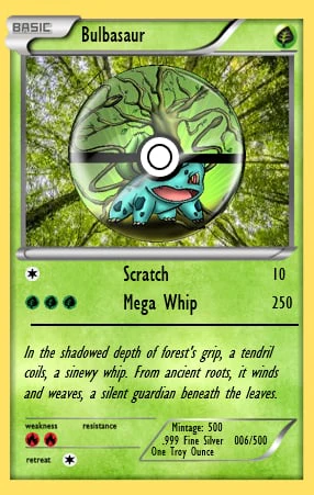 2024 Pokemon Captured Bulbasaur 1oz Colorized Silver Round With Pokedex ...