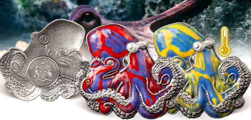 OCTOPUS Great Master of Colour Change 3 Oz Silver Coin 5$ Barbados 2024 ...