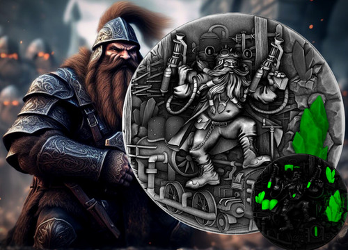 DWARF - 2oz .999 Silver High Relief Glow in the Dark Coin - $5 Niue ...