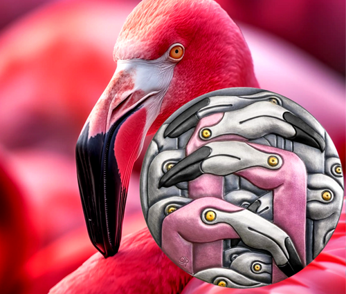 FLAMINGOS Patterns of Nature 5 Oz Silver Coin 50$ Liberia 2025 | Gold ...