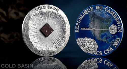 Gold Basin Meteorite Geography 50 g Antique finish Silver Coin Cameroon ...