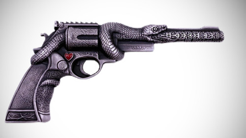 Snake Revolver - 2oz .999 Antique Finish silver coin 2 Truth Guard 2025 ...