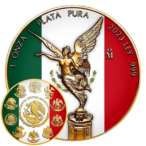 2024 1 oz Mexican Libertad Mexico Flag 24k Gold Gilded Colorized Silver ...
