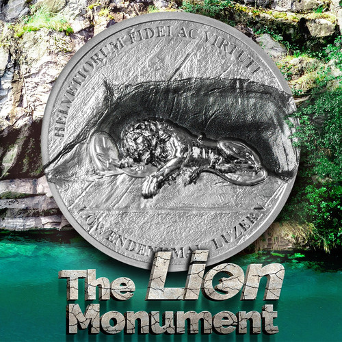 LION MONUMENT Lion of Lucerne 1 Oz Silver Coin 5$ Cook Islands 2024 ...