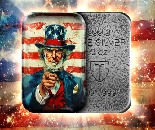 Uncle Sam - Americana Series - 2 oz 999.9 Silver Cast Bar | Gold ...