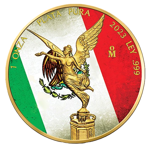 FLAG OF MEXICO 1 Oz Colorized & Gold gilded Libertad coin Mexico 2023 ...
