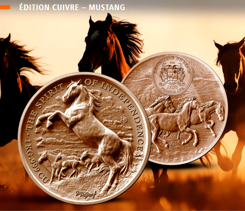 MUSTANG Cuivre Signature Edition -1kg Kilo Copper Coin - 1500 Francs ...