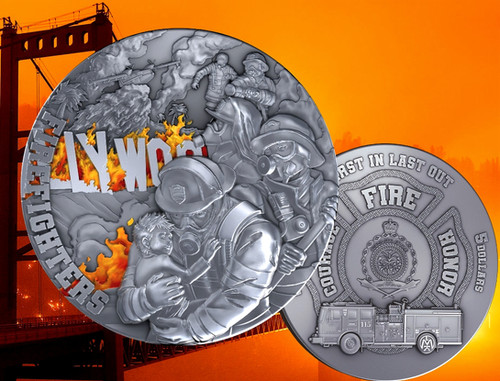 Firefighters 2oz .999 High Relief Silver Coin 5$ Liberia 2025 | Gold ...