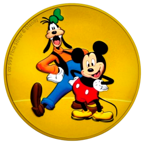 2021 1 oz Niue Silver Disney Mickey & Goofy Colorized Gilded Coin ... 2021 1 oz Niue Silver Disney Mickey & Goofy Colorized Gilded Coin ...