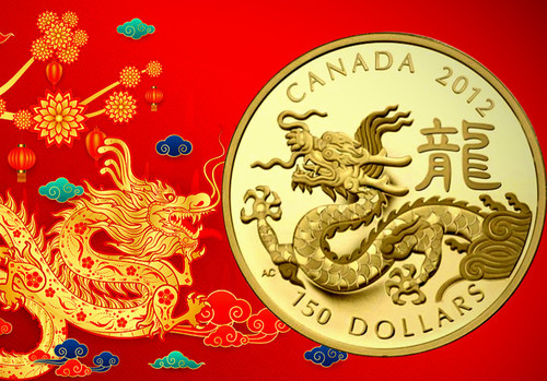 2012 CANADA $150 Year of the Dragon - 18-kt. Gold Coin. Mint. Box and ...