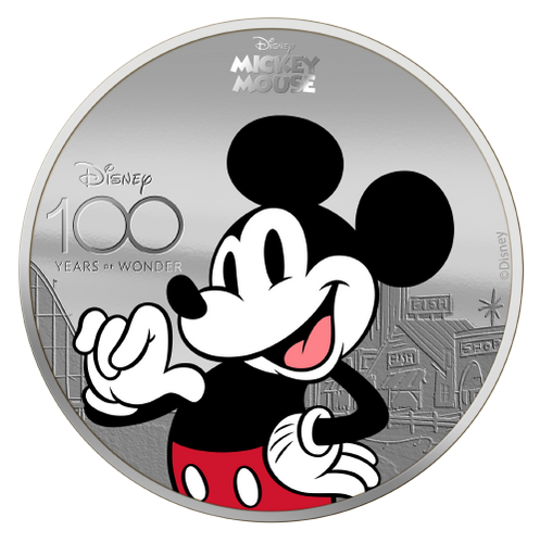 MICKEY MOUSE Disney 100 Years of Wonder 1 Oz Silver Coin 5$ Solomon ...