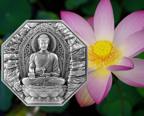 AMITABHA - Eight Buddha Protectors 5 oz Silver Coin 25000 Francs Chad ...